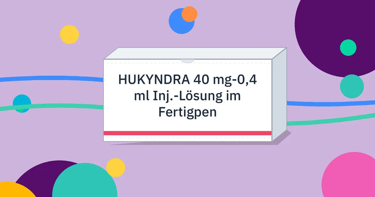 Symbolbild: Packung mit der Aufschrift HUKYNDRA 40 mg-0,4 ml Inj.-Lösung im Fertigpen (PZN 19103843) – Verfügbarkeit und Bezug in Apotheken in Frankfurt am Main