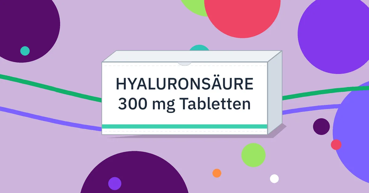 Symbolbild: Packung mit der Aufschrift HYALURONSÄURE 300 mg Tabletten (PZN 14289292) – Verfügbarkeit und Bezug in Apotheken in Frankfurt am Main