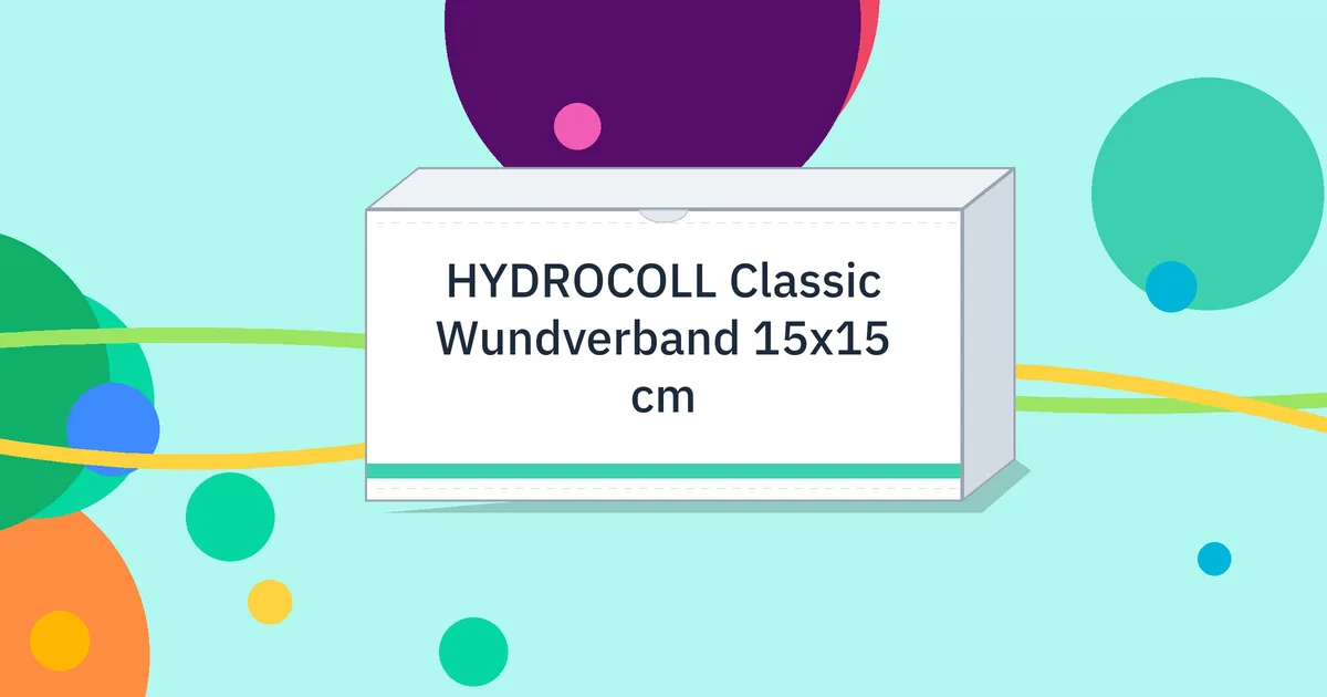Symbolbild: Packung mit der Aufschrift HYDROCOLL Classic Wundverband 15x15 cm (PZN 20802569) – Verfügbarkeit und Bezug in Apotheken in Frankfurt am Main