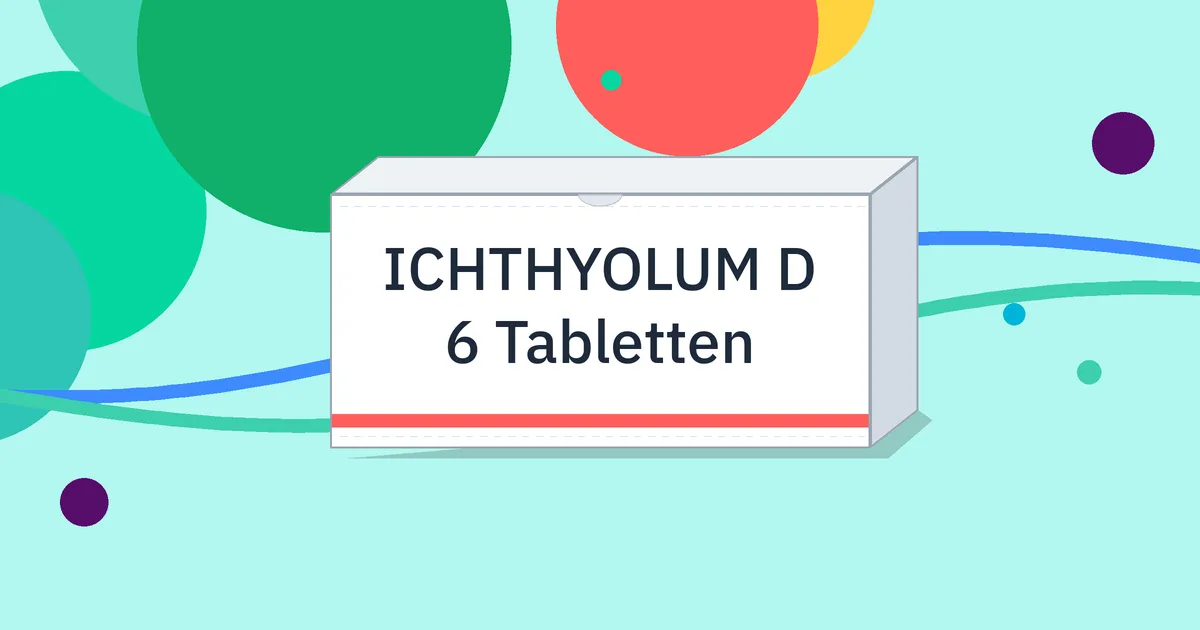 Symbolbild: Packung mit der Aufschrift ICHTHYOLUM D 6 Tabletten (PZN 07170194) – Verfügbarkeit und Bezug in Apotheken in Frankfurt am Main