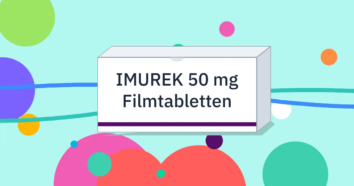 Symbolbild: Packung mit der Aufschrift IMUREK 50 mg Filmtabletten (PZN 02328420) – Verfügbarkeit und Bezug in Apotheken in Frankfurt am Main