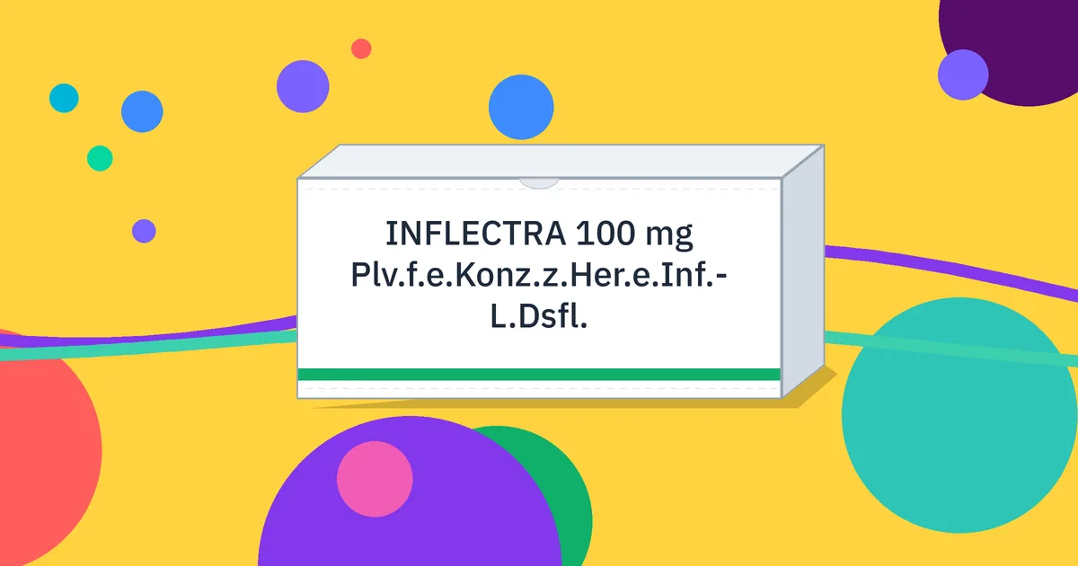 Symbolbild: Packung mit der Aufschrift INFLECTRA 100 mg Plv.f.e.Konz.z.Her.e.Inf.-L.Dsfl. (PZN 11217300) – Verfügbarkeit und Bezug in Apotheken in Frankfurt am Main