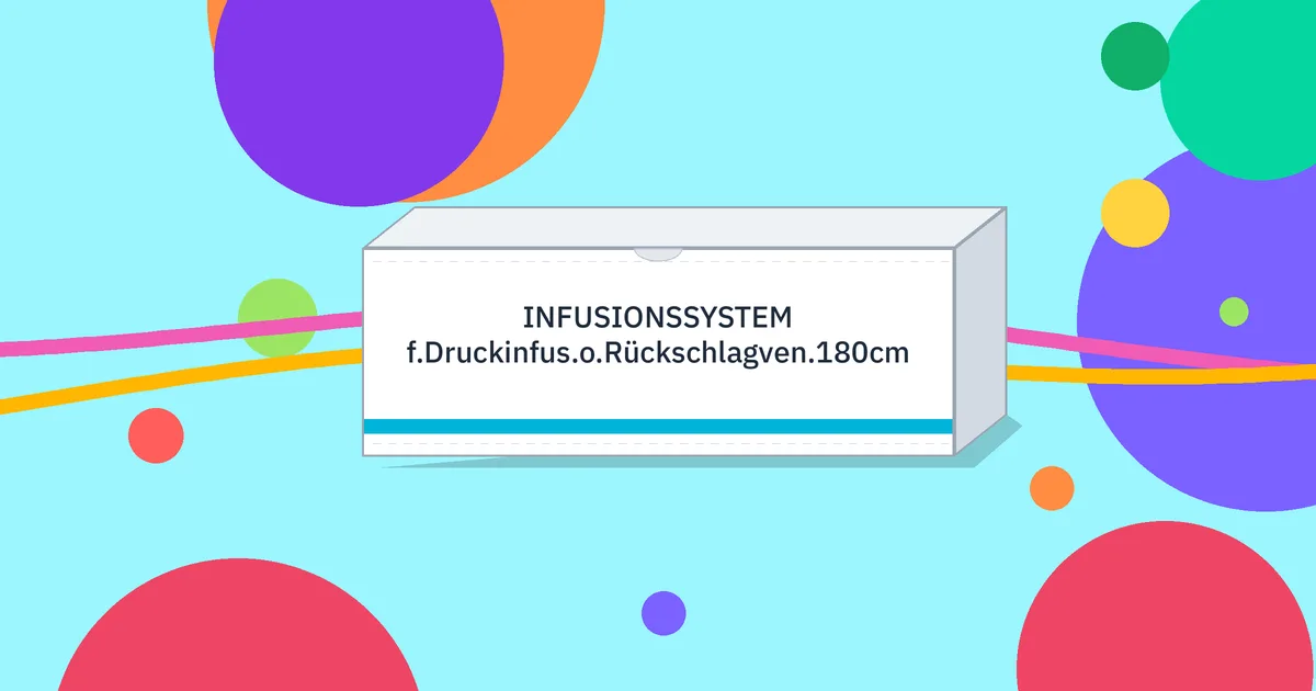 Symbolbild: Packung mit der Aufschrift INFUSIONSSYSTEM f.Druckinfus.o.Rückschlagven.180cm (PZN 16130331) – Verfügbarkeit und Bezug in Apotheken in Frankfurt am Main
