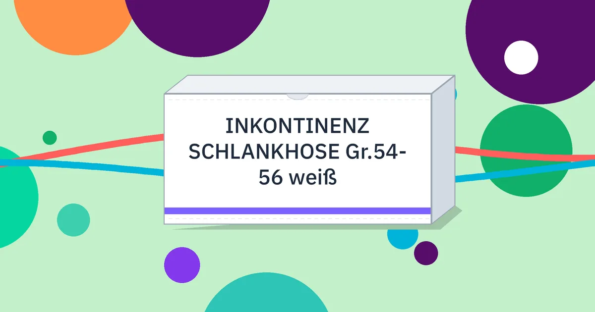 Symbolbild: Packung mit der Aufschrift INKONTINENZ SCHLANKHOSE Gr.54-56 weiß (PZN 05977840) – Verfügbarkeit und Bezug in Apotheken in Frankfurt am Main