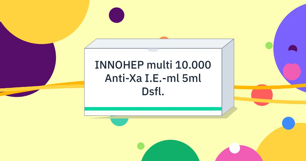 Symbolbild: Packung mit der Aufschrift INNOHEP multi 10.000 Anti-Xa I.E.-ml 5ml Dsfl. (PZN 00607156) – Verfügbarkeit und Bezug in Apotheken in Frankfurt am Main