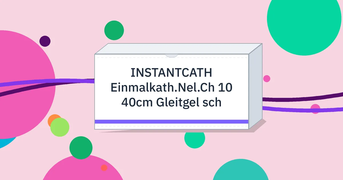 Symbolbild: Packung mit der Aufschrift INSTANTCATH Einmalkath.Nel.Ch 10 40cm Gleitgel sch (PZN 00103929) – Verfügbarkeit und Bezug in Apotheken in Frankfurt am Main