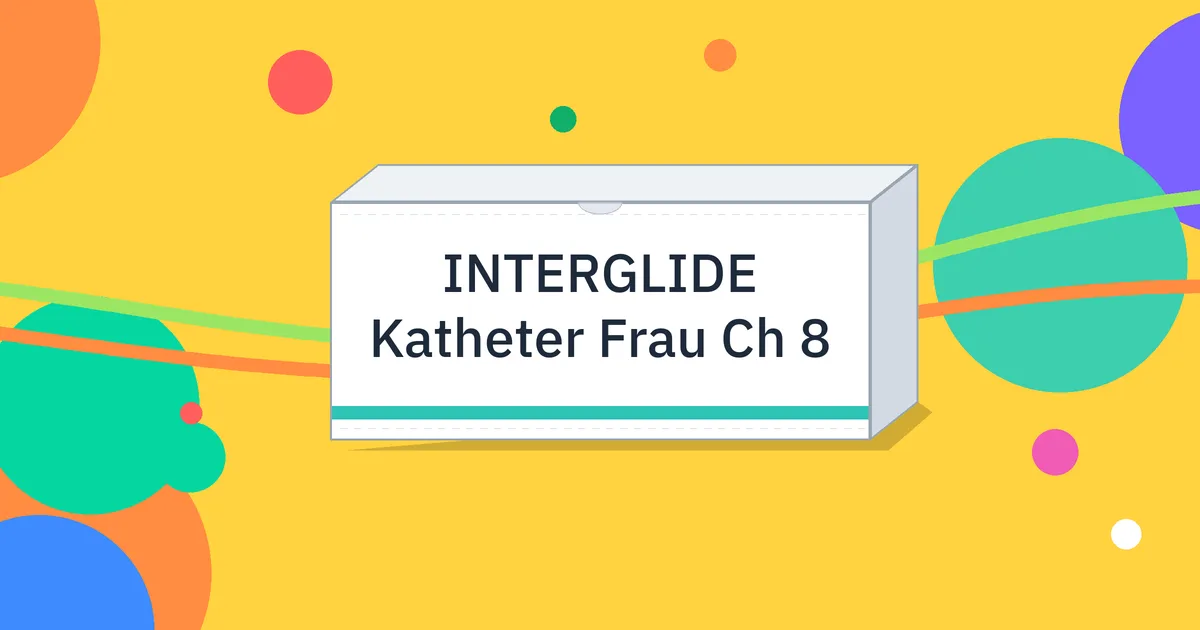 Symbolbild: Packung mit der Aufschrift INTERGLIDE Katheter Frau Ch 8 (PZN 00728084) – Verfügbarkeit und Bezug in Apotheken in Frankfurt am Main