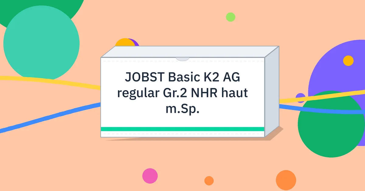 Symbolbild: Packung mit der Aufschrift JOBST Basic K2 AG regular Gr.2 NHR haut m.Sp. (PZN 13060297) – Verfügbarkeit und Bezug in Apotheken in Frankfurt am Main