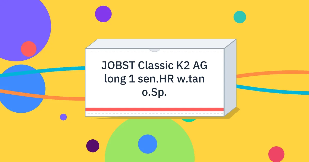 Symbolbild: Packung mit der Aufschrift JOBST Classic K2 AG long 1 sen.HR w.tan o.Sp. (PZN 17959362) – Verfügbarkeit und Bezug in Apotheken in Frankfurt am Main