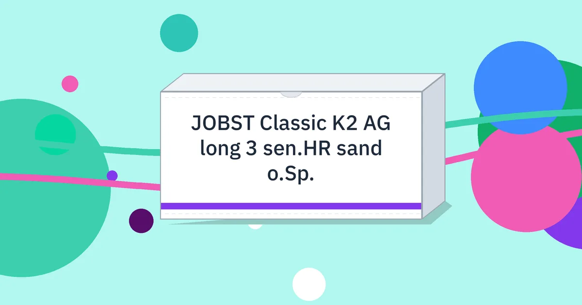 Symbolbild: Packung mit der Aufschrift JOBST Classic K2 AG long 3 sen.HR sand o.Sp. (PZN 17958954) – Verfügbarkeit und Bezug in Apotheken in Frankfurt am Main