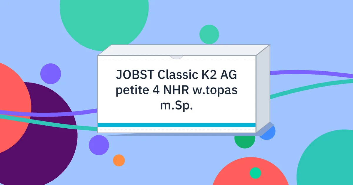 Symbolbild: Packung mit der Aufschrift JOBST Classic K2 AG petite 4 NHR w.topas m.Sp. (PZN 13063120) – Verfügbarkeit und Bezug in Apotheken in Frankfurt am Main