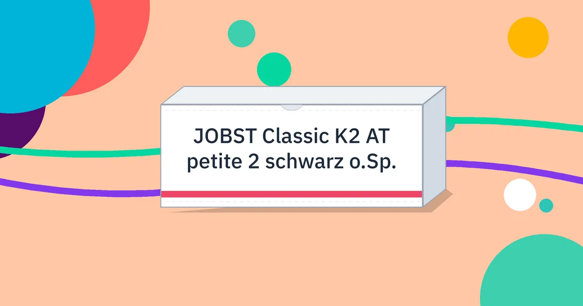 Symbolbild: Packung mit der Aufschrift JOBST Classic K2 AT petite 2 schwarz o.Sp. (PZN 11275639) – Verfügbarkeit und Bezug in Apotheken in Frankfurt am Main