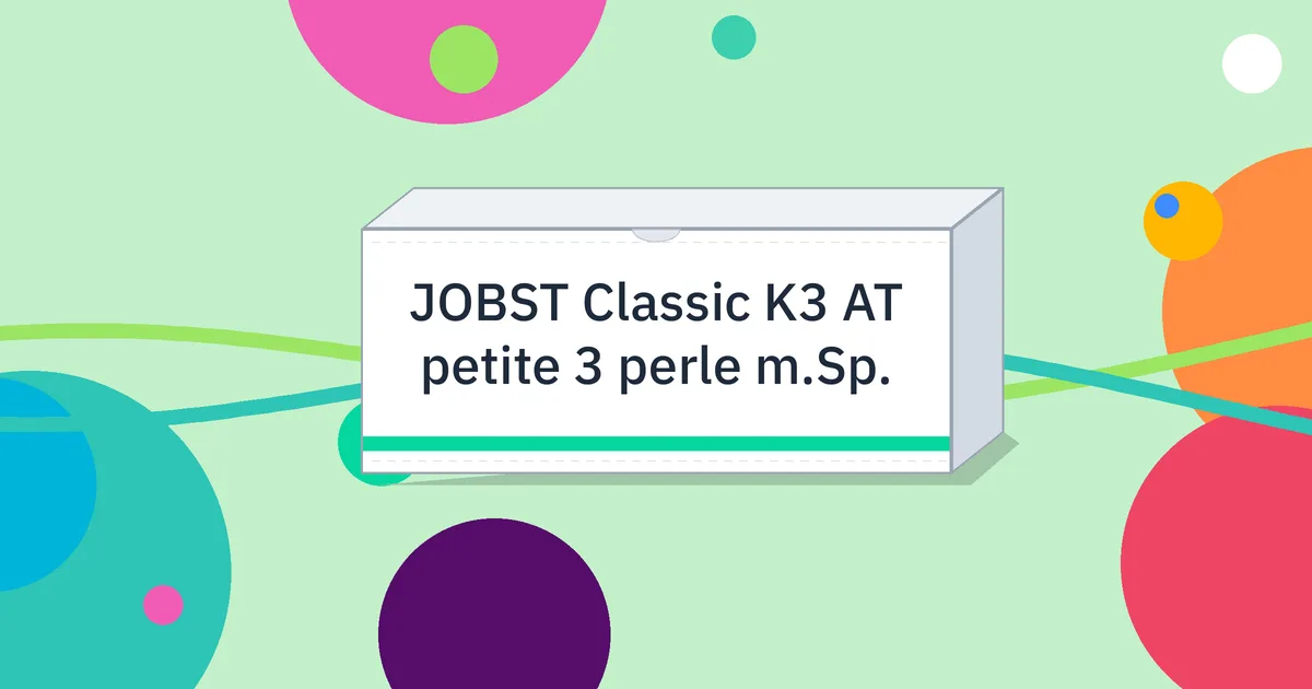 Symbolbild: Packung mit der Aufschrift JOBST Classic K3 AT petite 3 perle m.Sp. (PZN 13077091) – Verfügbarkeit und Bezug in Apotheken in Frankfurt am Main