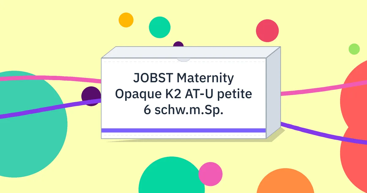 Symbolbild: Packung mit der Aufschrift JOBST Maternity Opaque K2 AT-U petite 6 schw.m.Sp. (PZN 15854274) – Verfügbarkeit und Bezug in Apotheken in Frankfurt am Main