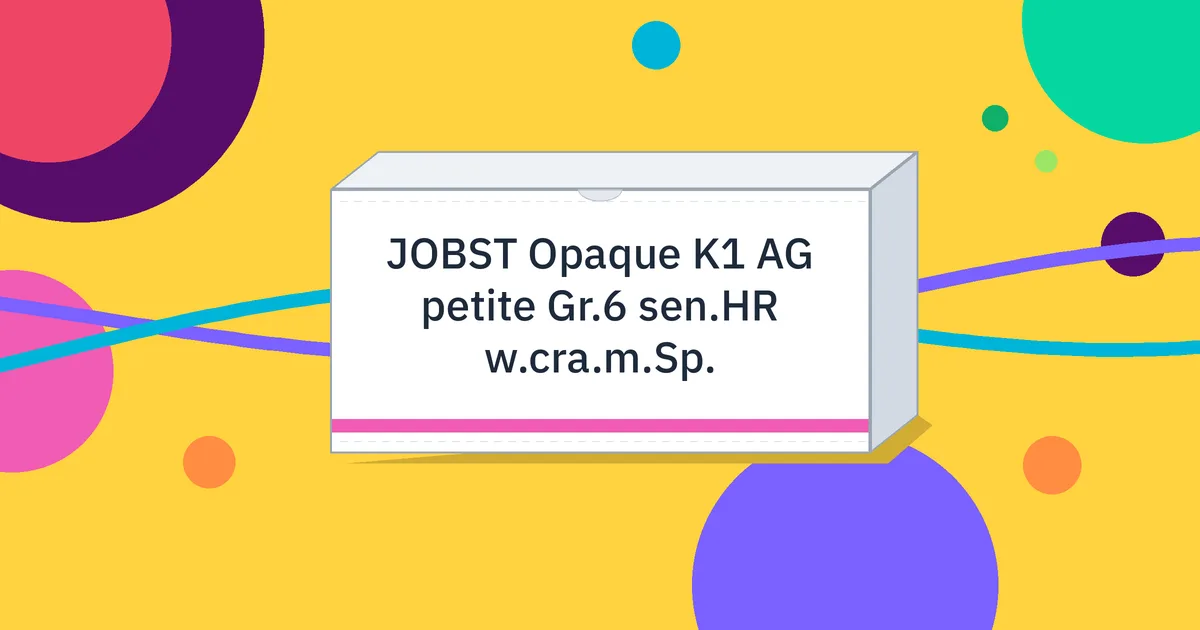 Symbolbild: Packung mit der Aufschrift JOBST Opaque K1 AG petite Gr.6 sen.HR w.cra.m.Sp. (PZN 13086055) – Verfügbarkeit und Bezug in Apotheken in Frankfurt am Main
