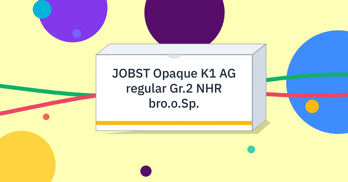 Symbolbild: Packung mit der Aufschrift JOBST Opaque K1 AG regular Gr.2 NHR bro.o.Sp. (PZN 13095025) – Verfügbarkeit und Bezug in Apotheken in Frankfurt am Main