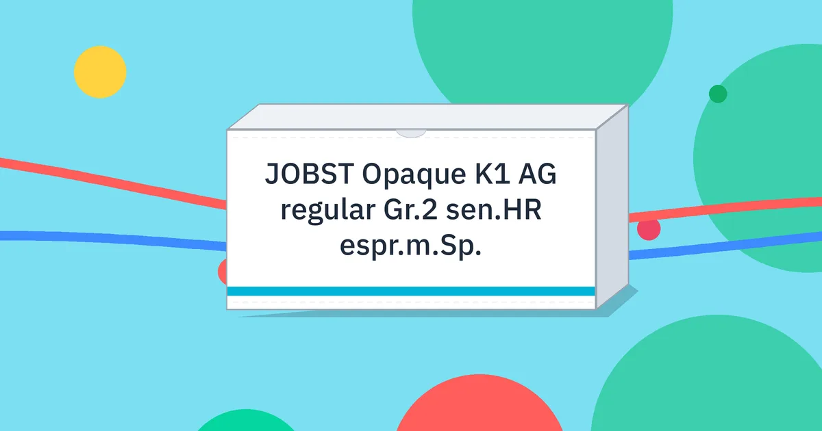 Symbolbild: Packung mit der Aufschrift JOBST Opaque K1 AG regular Gr.2 sen.HR espr.m.Sp. (PZN 16267538) – Verfügbarkeit und Bezug in Apotheken in Frankfurt am Main