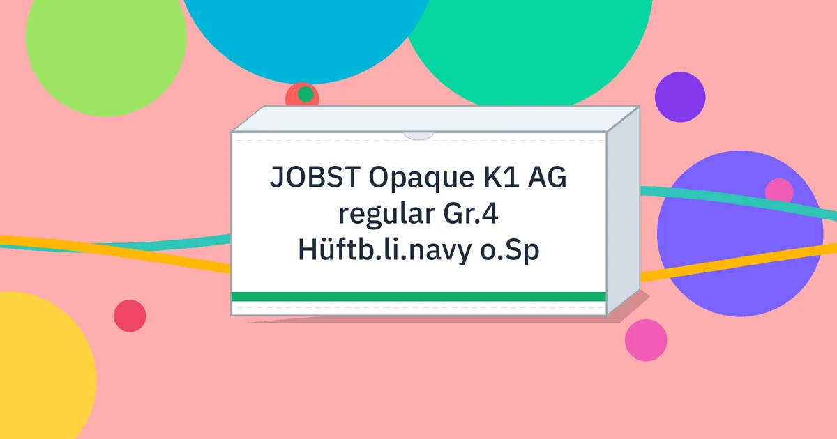 Symbolbild: Packung mit der Aufschrift JOBST Opaque K1 AG regular Gr.4 Hüftb.li.navy o.Sp (PZN 13100134) – Verfügbarkeit und Bezug in Apotheken in Frankfurt am Main