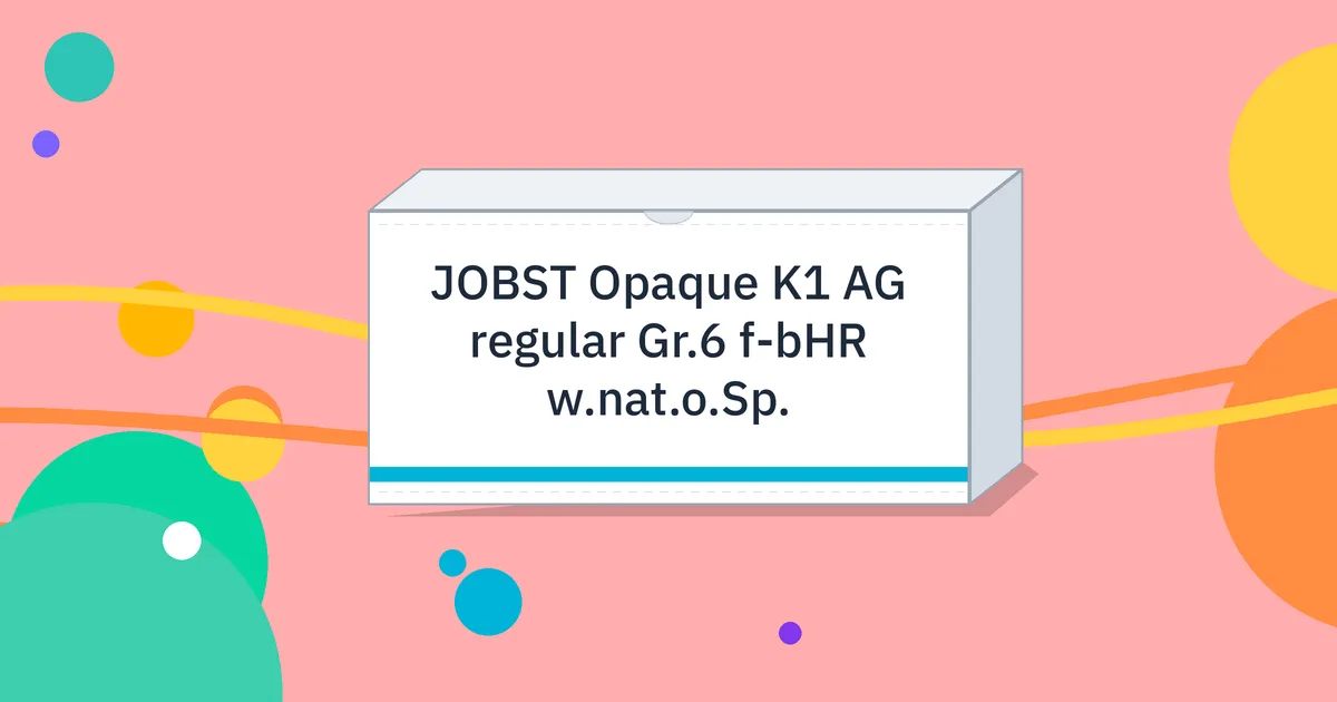 Symbolbild: Packung mit der Aufschrift JOBST Opaque K1 AG regular Gr.6 f-bHR w.nat.o.Sp. (PZN 13094847) – Verfügbarkeit und Bezug in Apotheken in Frankfurt am Main