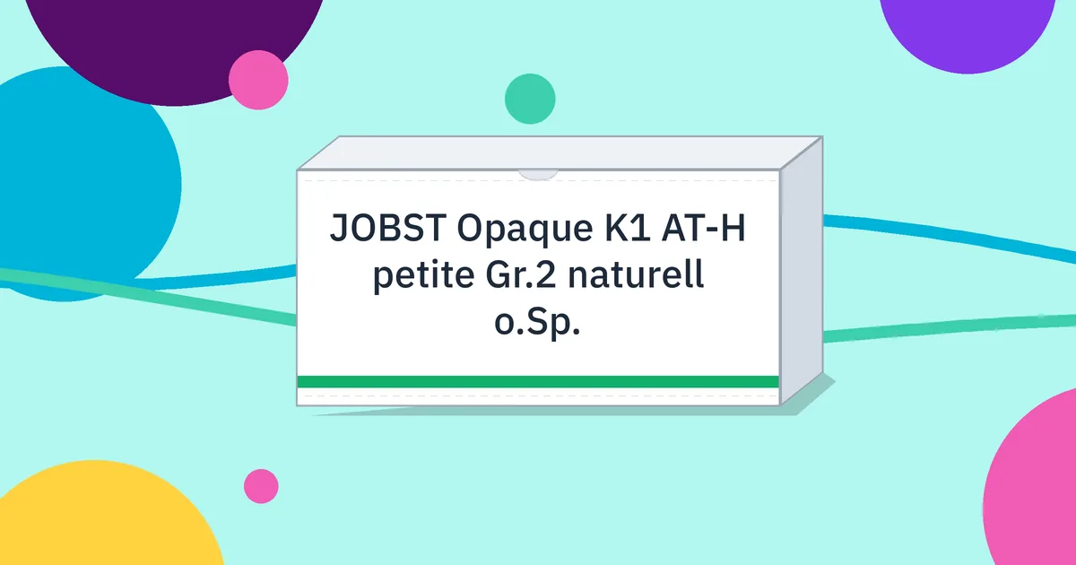 Symbolbild: Packung mit der Aufschrift JOBST Opaque K1 AT-H petite Gr.2 naturell o.Sp. (PZN 13102392) – Verfügbarkeit und Bezug in Apotheken in Frankfurt am Main