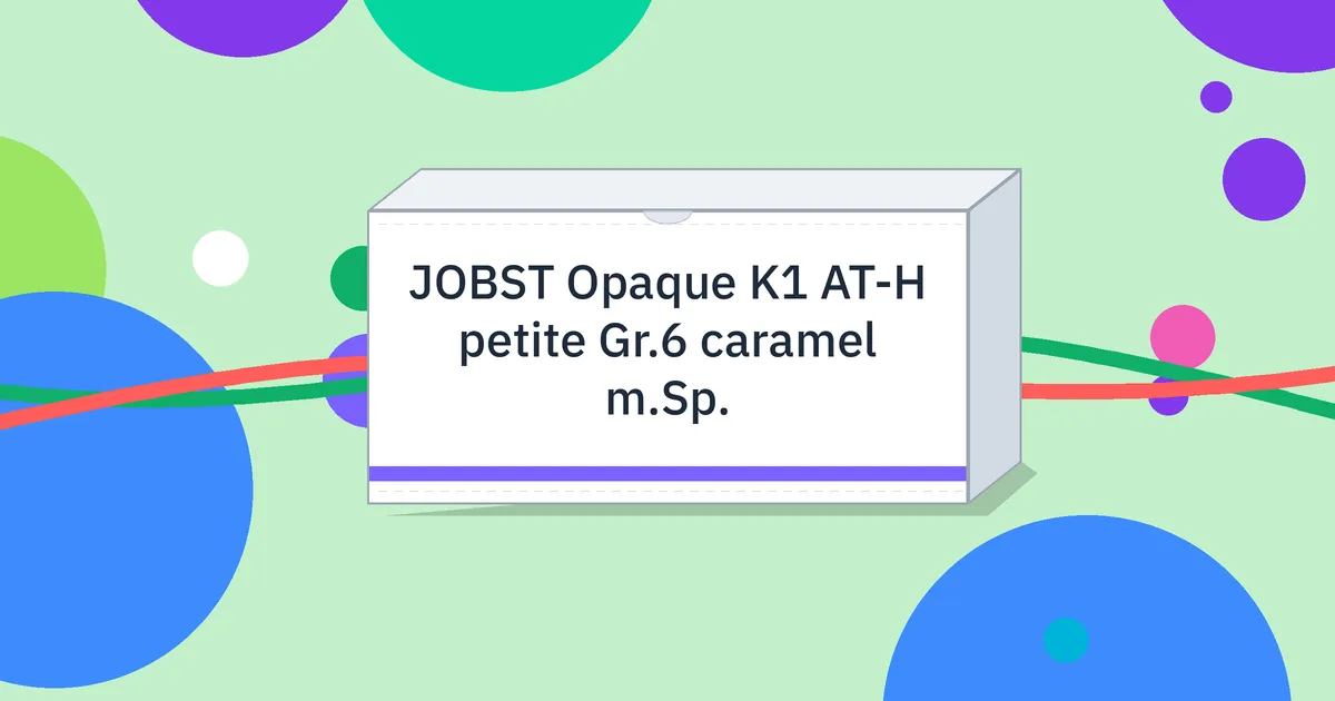 Symbolbild: Packung mit der Aufschrift JOBST Opaque K1 AT-H petite Gr.6 caramel m.Sp. (PZN 13101895) – Verfügbarkeit und Bezug in Apotheken in Frankfurt am Main