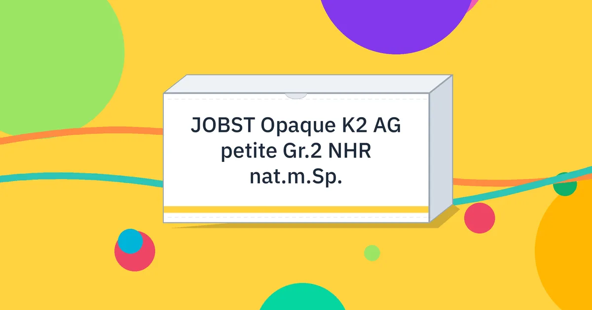 Symbolbild: Packung mit der Aufschrift JOBST Opaque K2 AG petite Gr.2 NHR nat.m.Sp. (PZN 10723969) – Verfügbarkeit und Bezug in Apotheken in Frankfurt am Main