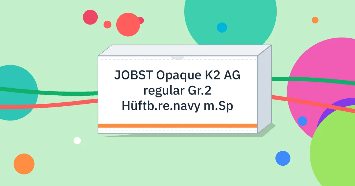 Symbolbild: Packung mit der Aufschrift JOBST Opaque K2 AG regular Gr.2 Hüftb.re.navy m.Sp (PZN 13117235) – Verfügbarkeit und Bezug in Apotheken in Frankfurt am Main