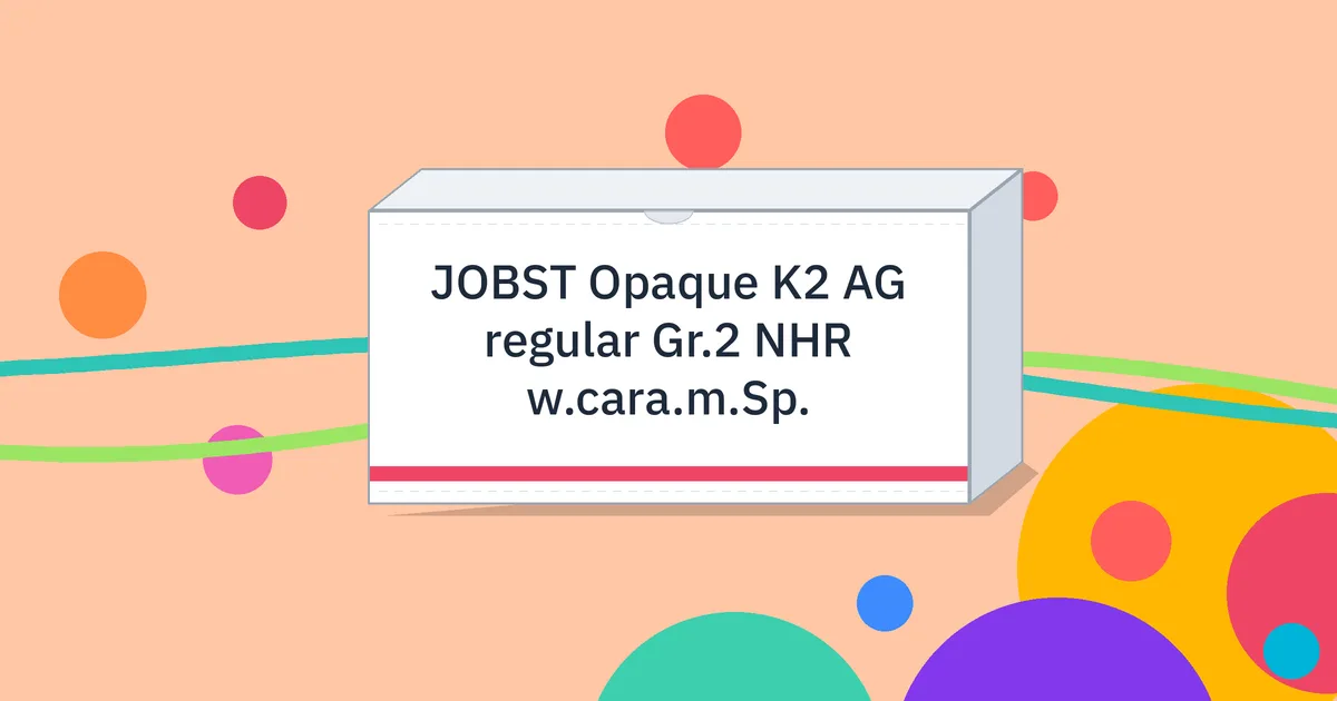 Symbolbild: Packung mit der Aufschrift JOBST Opaque K2 AG regular Gr.2 NHR w.cara.m.Sp. (PZN 11253690) – Verfügbarkeit und Bezug in Apotheken in Frankfurt am Main