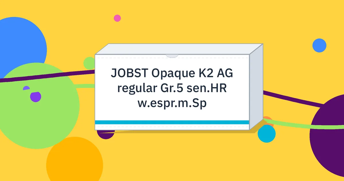 Symbolbild: Packung mit der Aufschrift JOBST Opaque K2 AG regular Gr.5 sen.HR w.espr.m.Sp (PZN 16282549) – Verfügbarkeit und Bezug in Apotheken in Frankfurt am Main