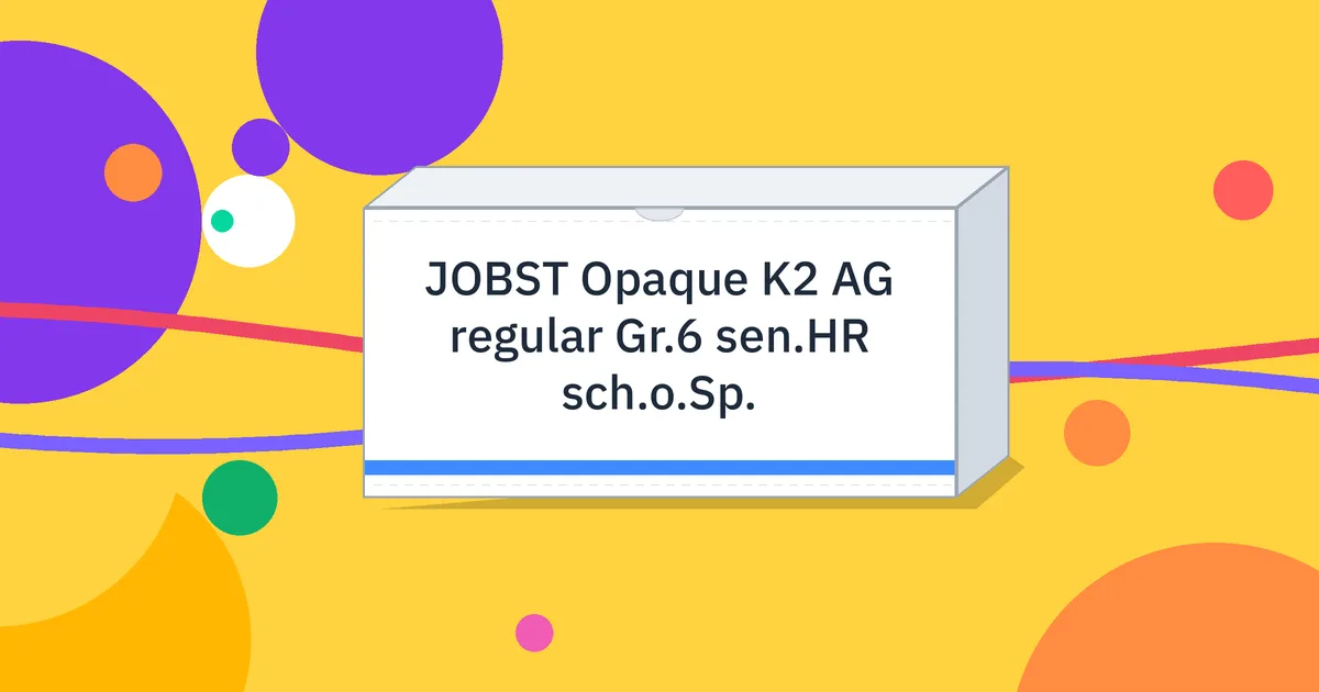 Symbolbild: Packung mit der Aufschrift JOBST Opaque K2 AG regular Gr.6 sen.HR sch.o.Sp. (PZN 12142780) – Verfügbarkeit und Bezug in Apotheken in Frankfurt am Main