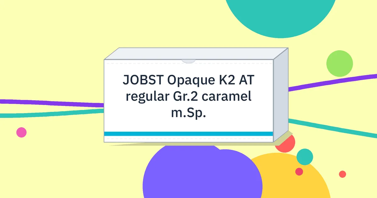 Symbolbild: Packung mit der Aufschrift JOBST Opaque K2 AT regular Gr.2 caramel m.Sp. (PZN 10724070) – Verfügbarkeit und Bezug in Apotheken in Frankfurt am Main