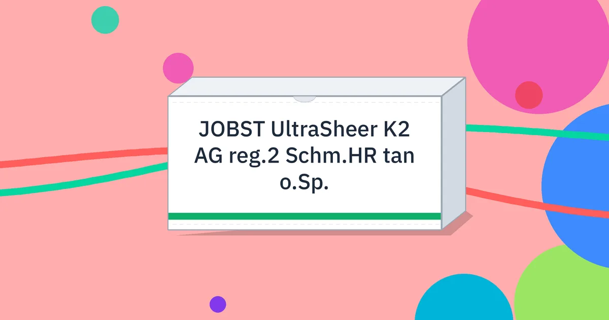 Symbolbild: Packung mit der Aufschrift JOBST UltraSheer K2 AG reg.2 Schm.HR tan o.Sp. (PZN 16302542) – Verfügbarkeit und Bezug in Apotheken in Frankfurt am Main