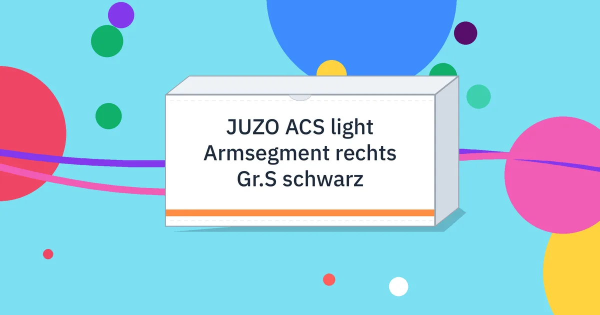 Symbolbild: Packung mit der Aufschrift JUZO ACS light Armsegment rechts Gr.S schwarz (PZN 13575541) – Verfügbarkeit und Bezug in Apotheken in Frankfurt am Main
