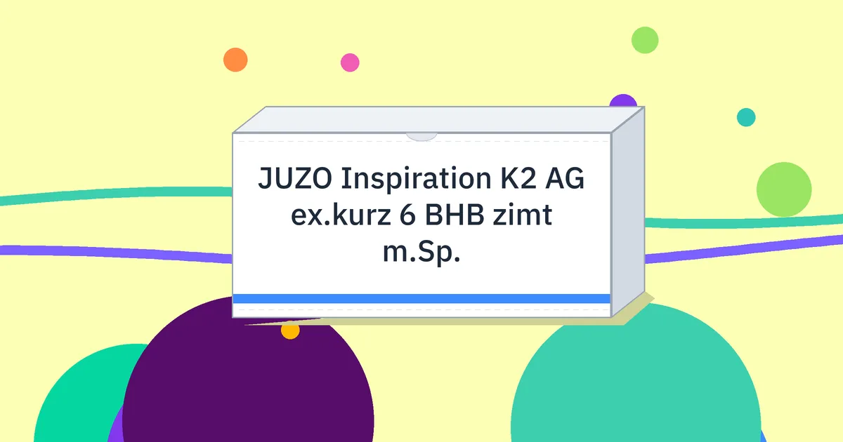 Symbolbild: Packung mit der Aufschrift JUZO Inspiration K2 AG ex.kurz 6 BHB zimt m.Sp. (PZN 14835398) – Verfügbarkeit und Bezug in Apotheken in Frankfurt am Main