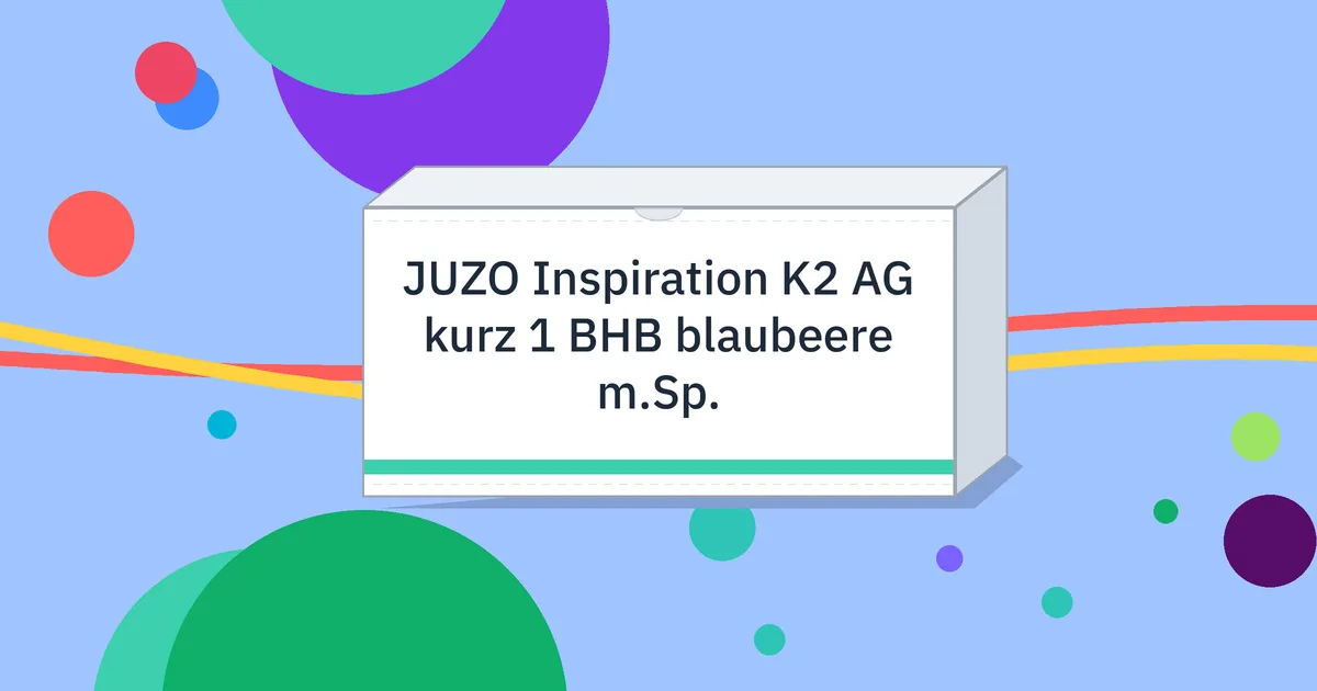 Symbolbild: Packung mit der Aufschrift JUZO Inspiration K2 AG kurz 1 BHB blaubeere m.Sp. (PZN 14834223) – Verfügbarkeit und Bezug in Apotheken in Frankfurt am Main