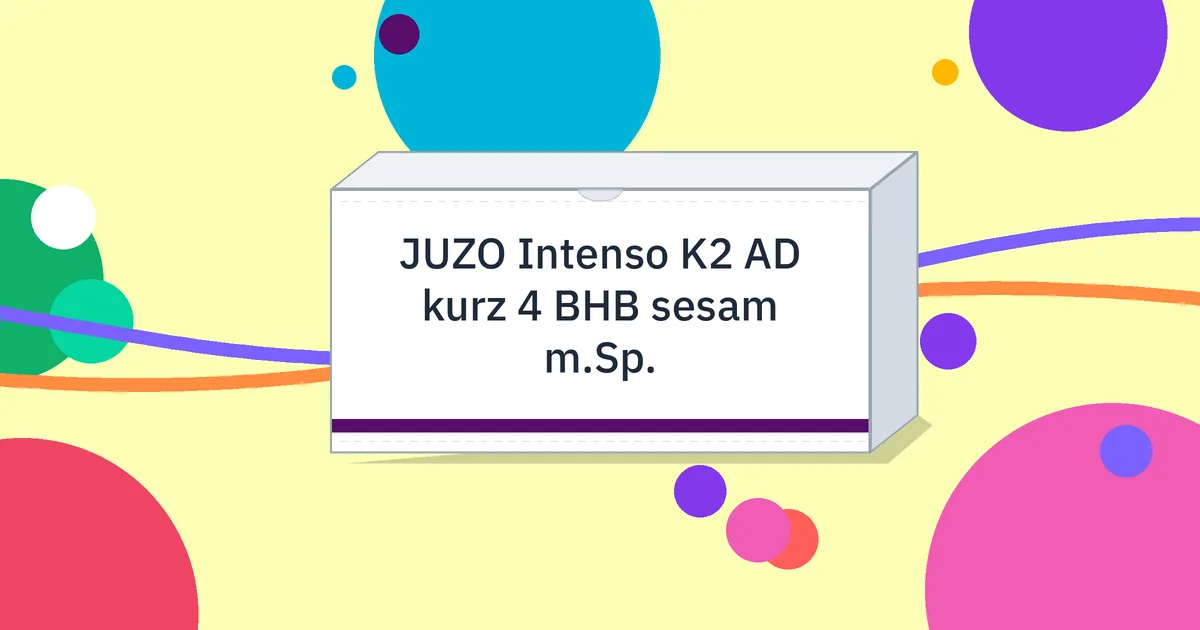 Symbolbild: Packung mit der Aufschrift JUZO Intenso K2 AD kurz 4 BHB sesam m.Sp. (PZN 18614493) – Verfügbarkeit und Bezug in Apotheken in Frankfurt am Main