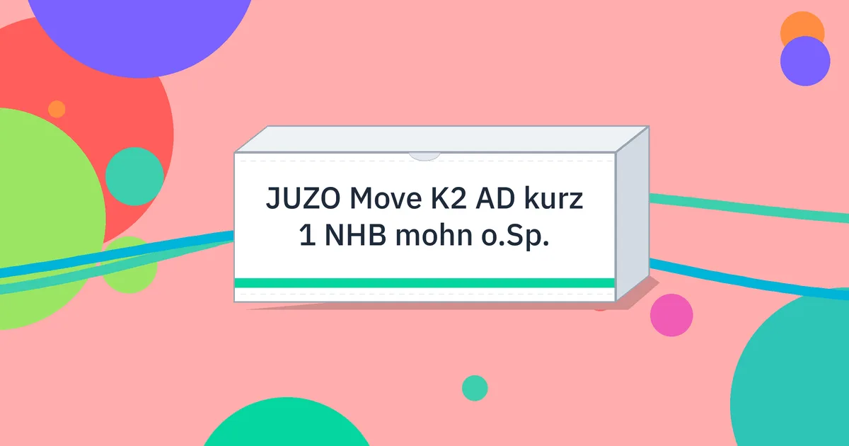 Symbolbild: Packung mit der Aufschrift JUZO Move K2 AD kurz 1 NHB mohn o.Sp. (PZN 18541110) – Verfügbarkeit und Bezug in Apotheken in Frankfurt am Main