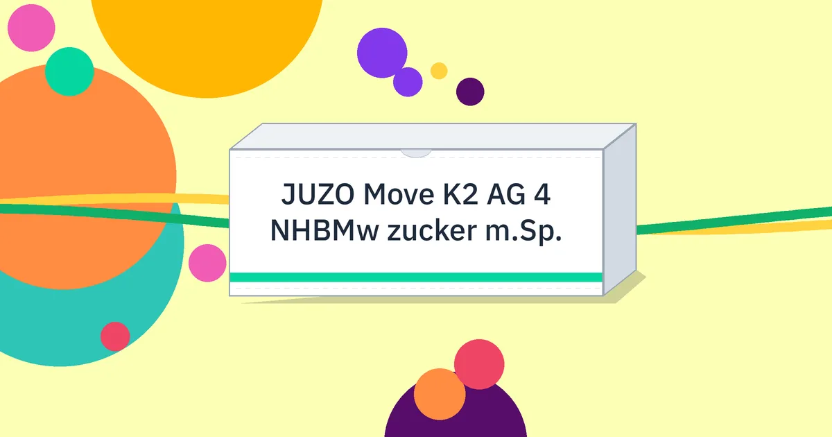 Symbolbild: Packung mit der Aufschrift JUZO Move K2 AG 4 NHBMw zucker m.Sp. (PZN 18523460) – Verfügbarkeit und Bezug in Apotheken in Frankfurt am Main