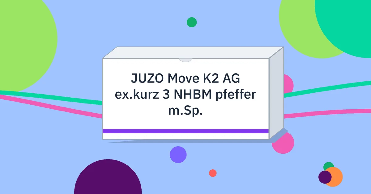 Symbolbild: Packung mit der Aufschrift JUZO Move K2 AG ex.kurz 3 NHBM pfeffer m.Sp. (PZN 16642605) – Verfügbarkeit und Bezug in Apotheken in Frankfurt am Main