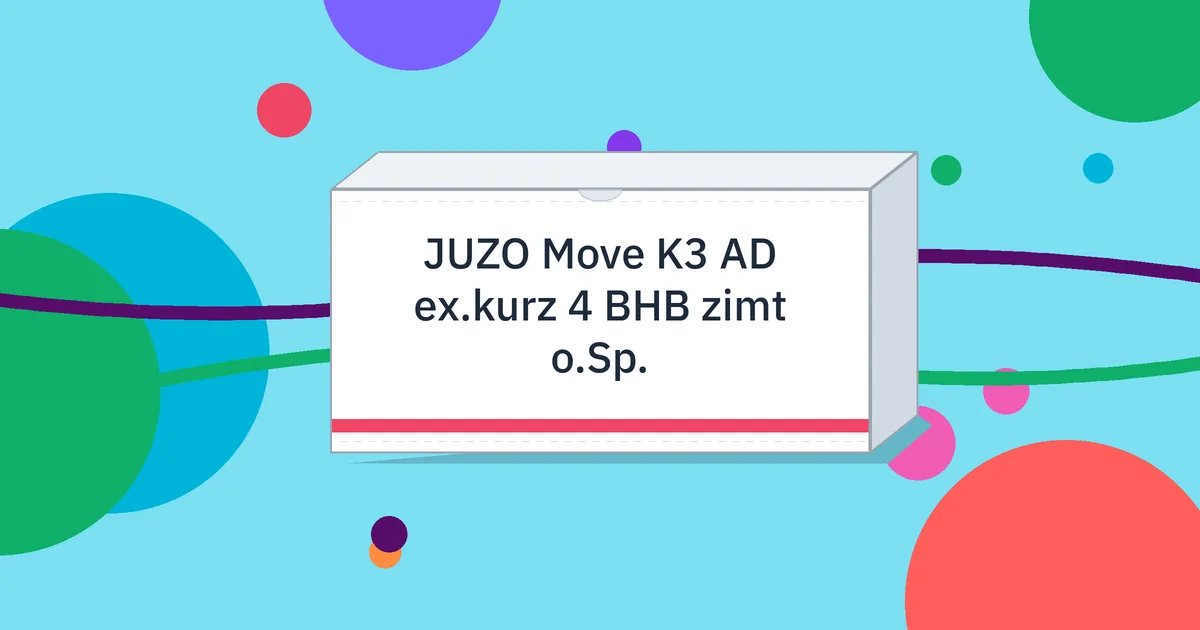 Symbolbild: Packung mit der Aufschrift JUZO Move K3 AD ex.kurz 4 BHB zimt o.Sp. (PZN 18570330) – Verfügbarkeit und Bezug in Apotheken in Frankfurt am Main