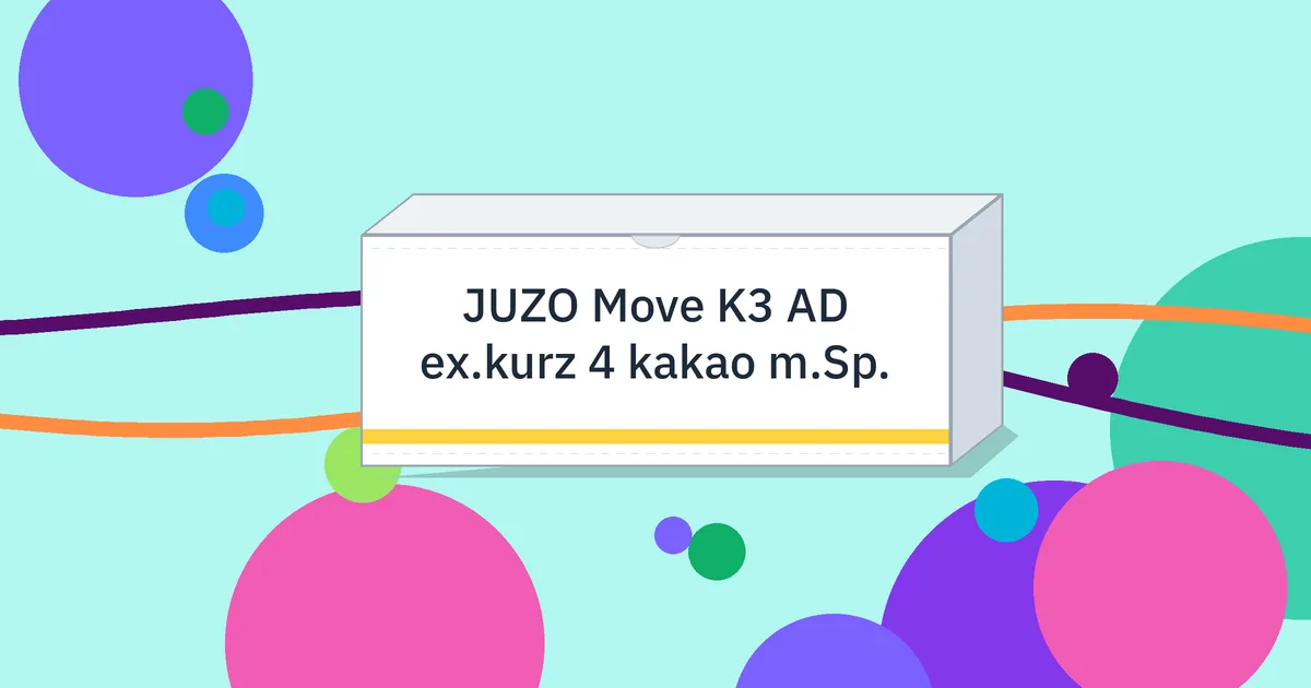 Symbolbild: Packung mit der Aufschrift JUZO Move K3 AD ex.kurz 4 kakao m.Sp. (PZN 18573311) – Verfügbarkeit und Bezug in Apotheken in Frankfurt am Main