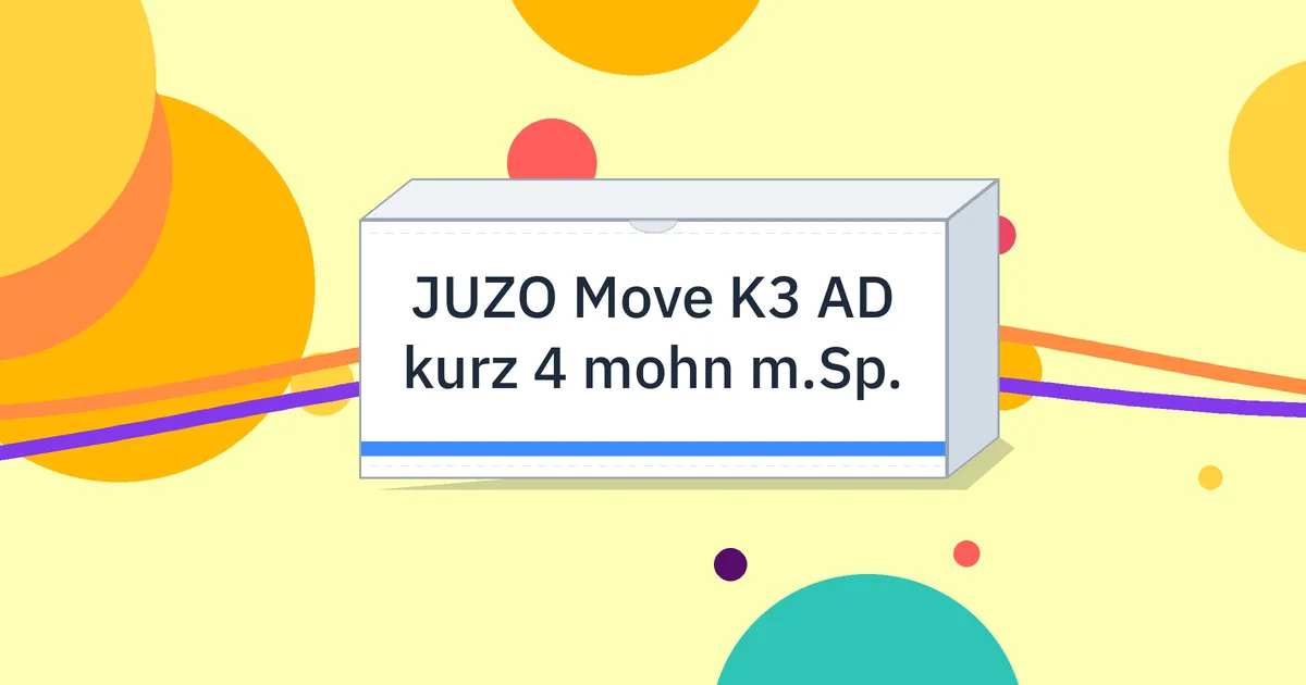 Symbolbild: Packung mit der Aufschrift JUZO Move K3 AD kurz 4 mohn m.Sp. (PZN 18571890) – Verfügbarkeit und Bezug in Apotheken in Frankfurt am Main