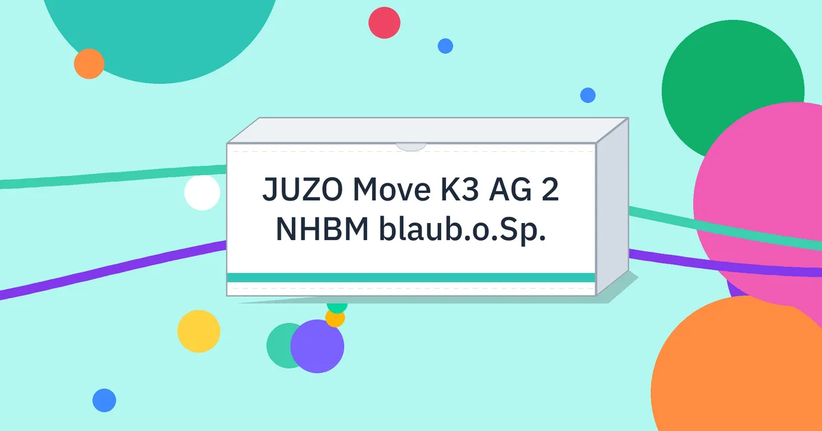 Symbolbild: Packung mit der Aufschrift JUZO Move K3 AG 2 NHBM blaub.o.Sp. (PZN 18588519) – Verfügbarkeit und Bezug in Apotheken in Frankfurt am Main
