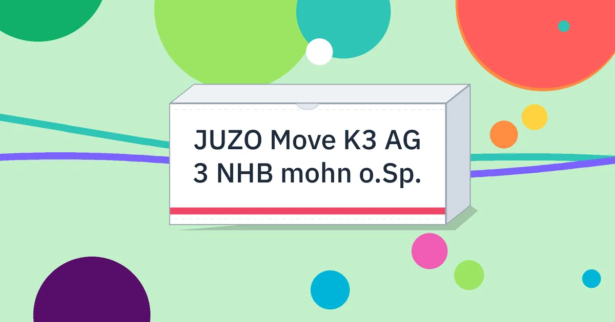Symbolbild: Packung mit der Aufschrift JUZO Move K3 AG 3 NHB mohn o.Sp. (PZN 18589074) – Verfügbarkeit und Bezug in Apotheken in Frankfurt am Main