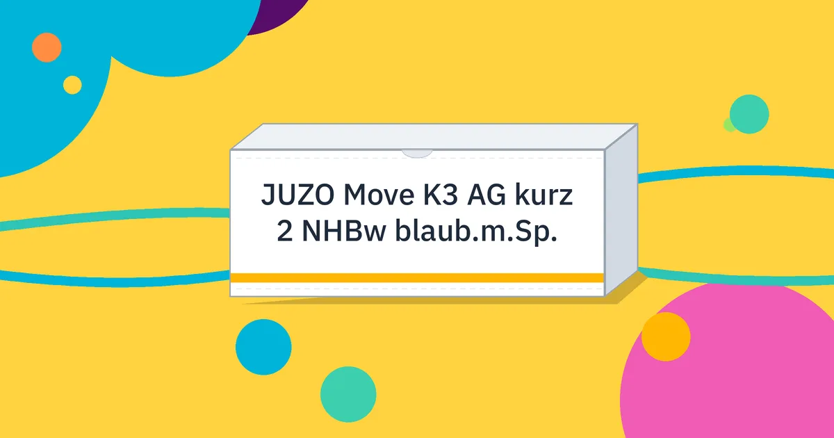 Symbolbild: Packung mit der Aufschrift JUZO Move K3 AG kurz 2 NHBw blaub.m.Sp. (PZN 18590290) – Verfügbarkeit und Bezug in Apotheken in Frankfurt am Main
