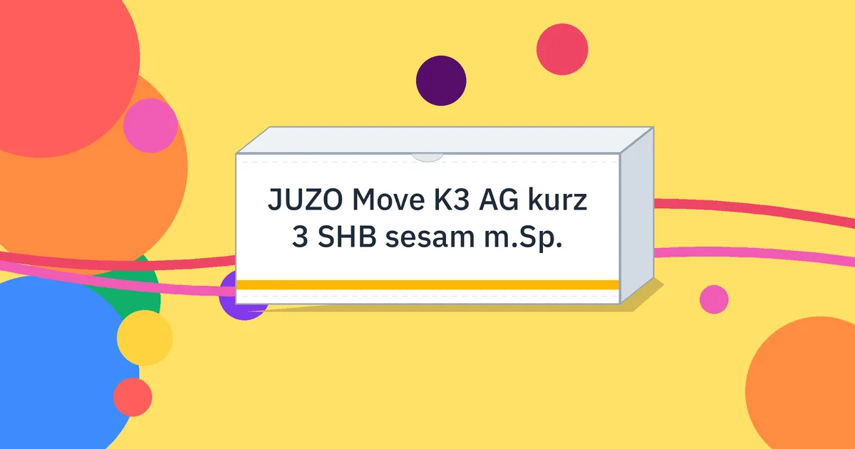 Symbolbild: Packung mit der Aufschrift JUZO Move K3 AG kurz 3 SHB sesam m.Sp. (PZN 18579414) – Verfügbarkeit und Bezug in Apotheken in Frankfurt am Main