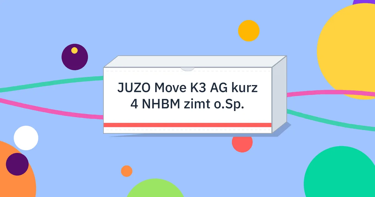 Symbolbild: Packung mit der Aufschrift JUZO Move K3 AG kurz 4 NHBM zimt o.Sp. (PZN 18580699) – Verfügbarkeit und Bezug in Apotheken in Frankfurt am Main