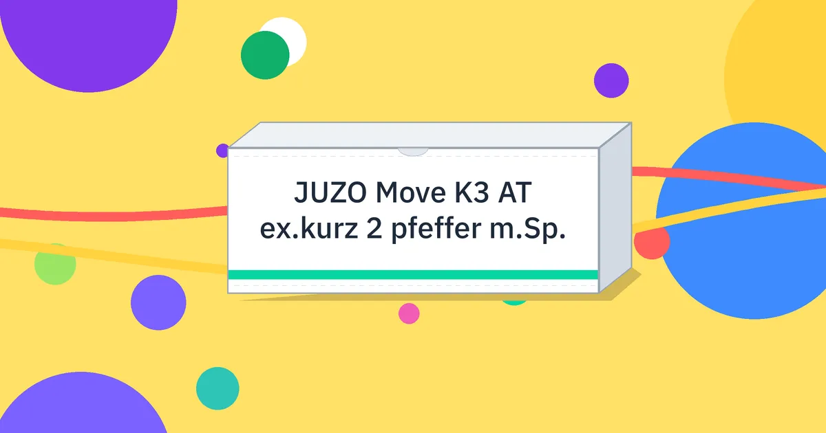 Symbolbild: Packung mit der Aufschrift JUZO Move K3 AT ex.kurz 2 pfeffer m.Sp. (PZN 20679844) – Verfügbarkeit und Bezug in Apotheken in Frankfurt am Main