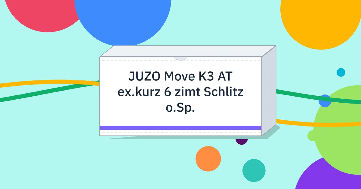 Symbolbild: Packung mit der Aufschrift JUZO Move K3 AT ex.kurz 6 zimt Schlitz o.Sp. (PZN 20682556) – Verfügbarkeit und Bezug in Apotheken in Frankfurt am Main