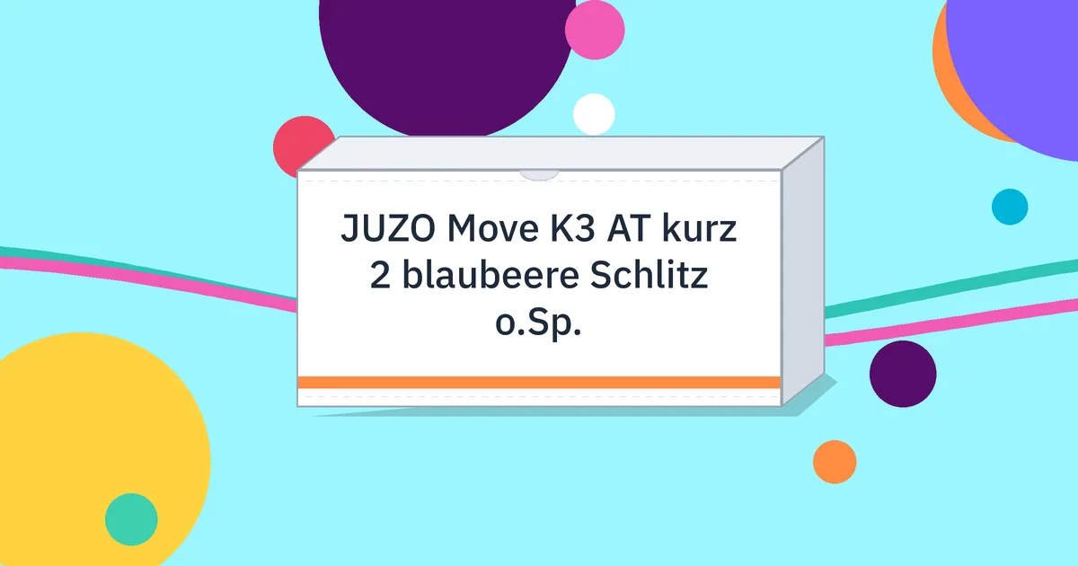Symbolbild: Packung mit der Aufschrift JUZO Move K3 AT kurz 2 blaubeere Schlitz o.Sp. (PZN 20685750) – Verfügbarkeit und Bezug in Apotheken in Frankfurt am Main